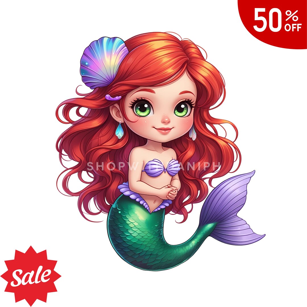 Mermaid Clipart, Mermaid Princess, Kids Room Decor, Kids Digital Art ...