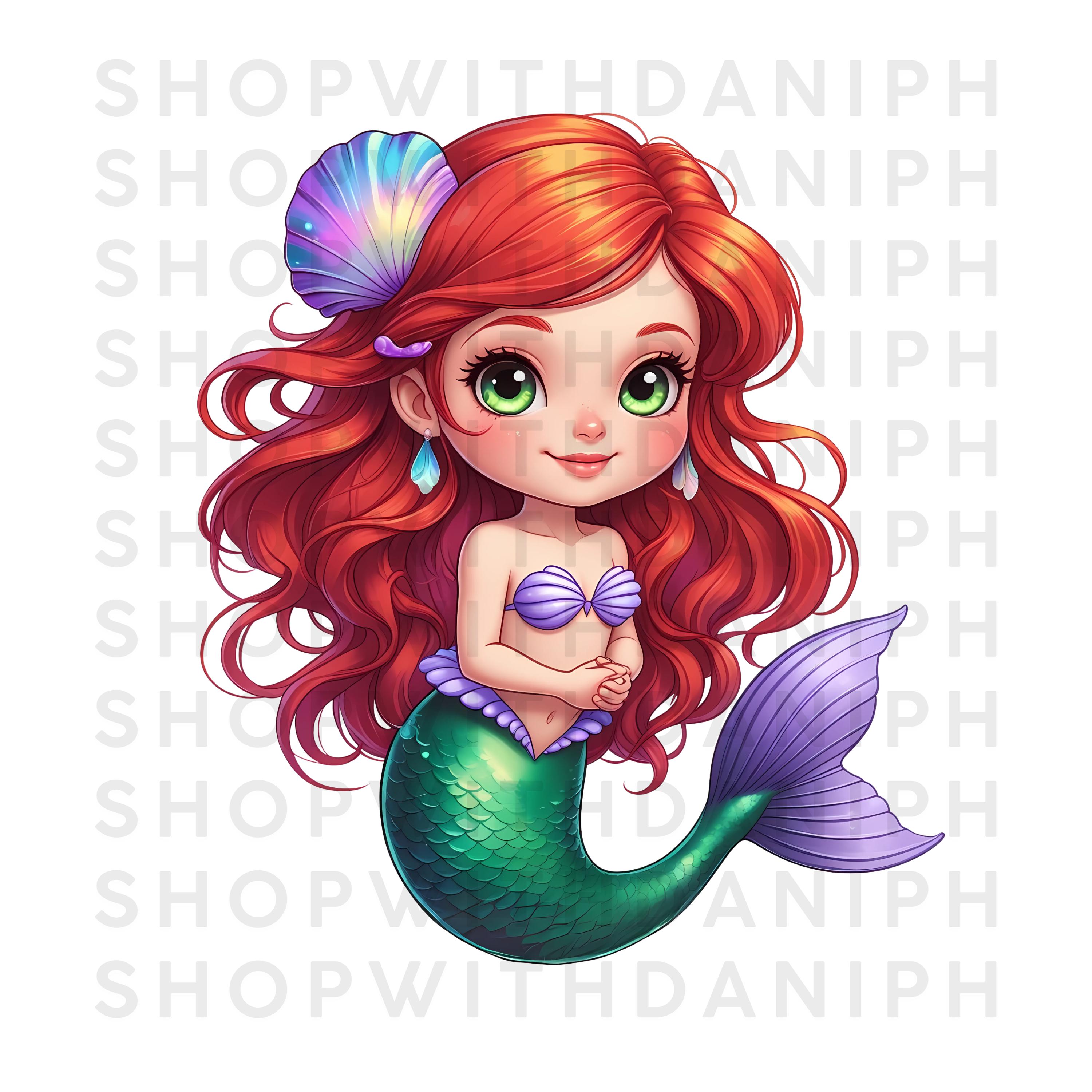 Mermaid Clipart, Mermaid Princess, Kids Room Decor, Kids Digital Art ...
