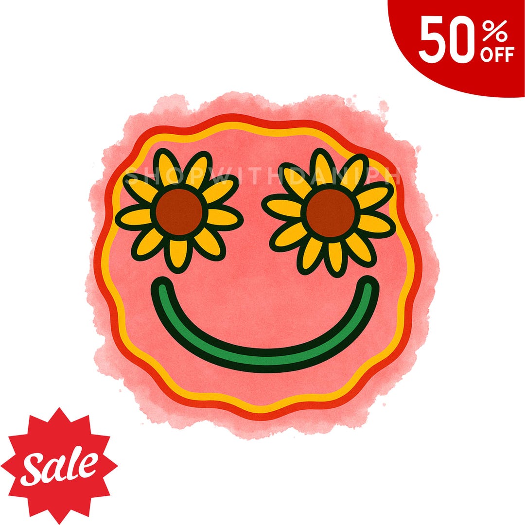 Smiley Face, Sunflower Decor, Cute Smiley Face Flower, Retro Smiley ...