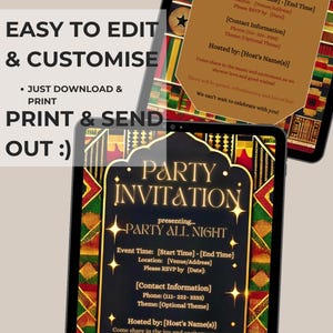 Elegant African Party Invite Template Edit and Customise Ghana Theme ...