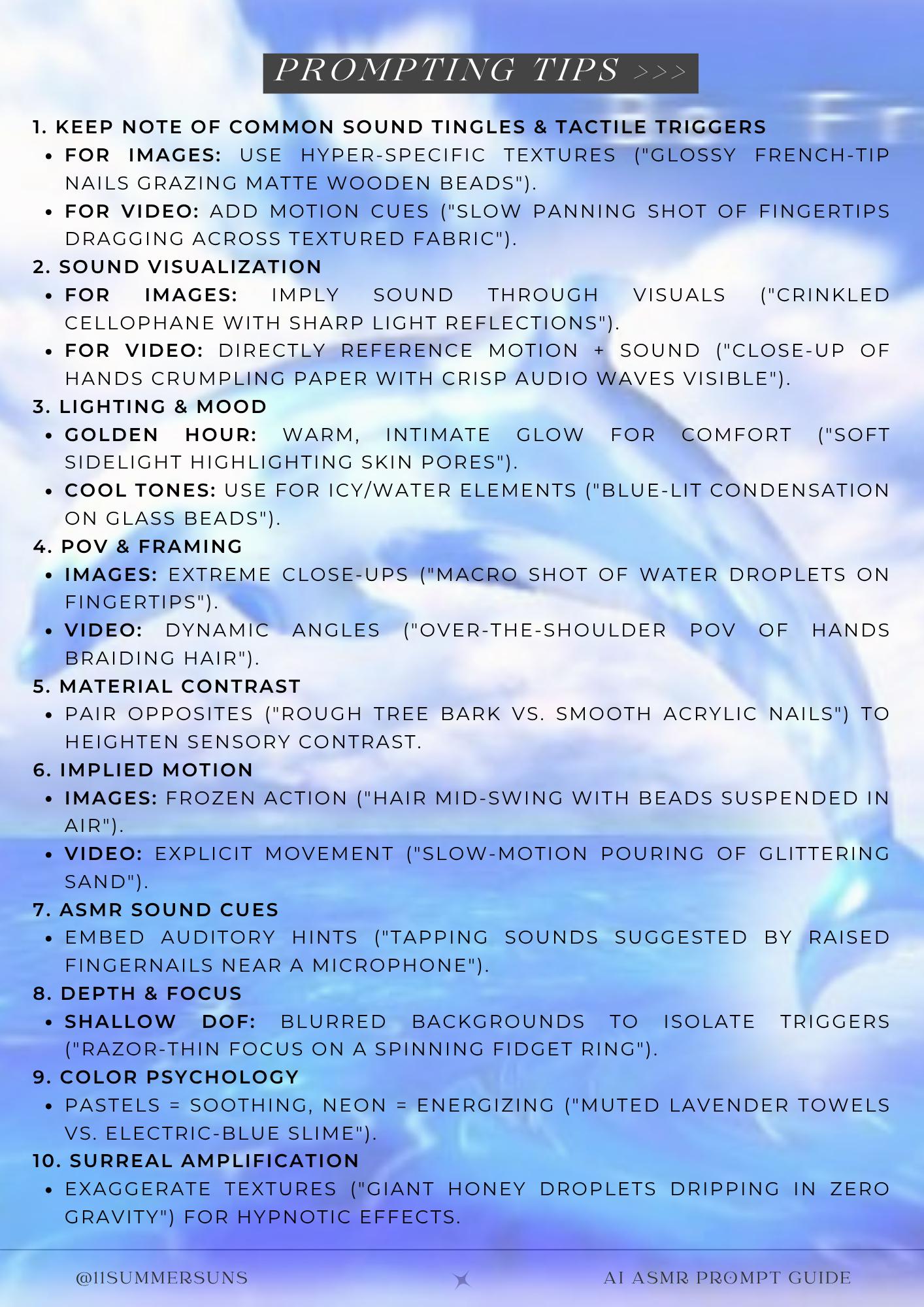 ASMR AI Image to VIDEO Full Prompt Guide 20 Page Influencer Ebook ...