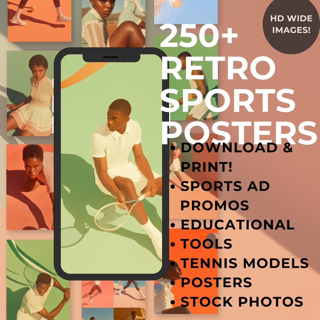 250+ Retro 1970s Tennis Sports Posters Ultra HD Tennis High Fashion ...