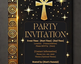 Elegant African Party Invite Template Edit and Customise Ghana Theme ...