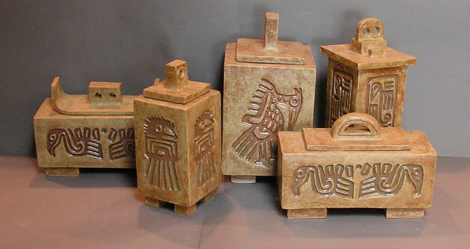 Lidded Stoneware Jar With Ancient Aztec Bird Design - Etsy