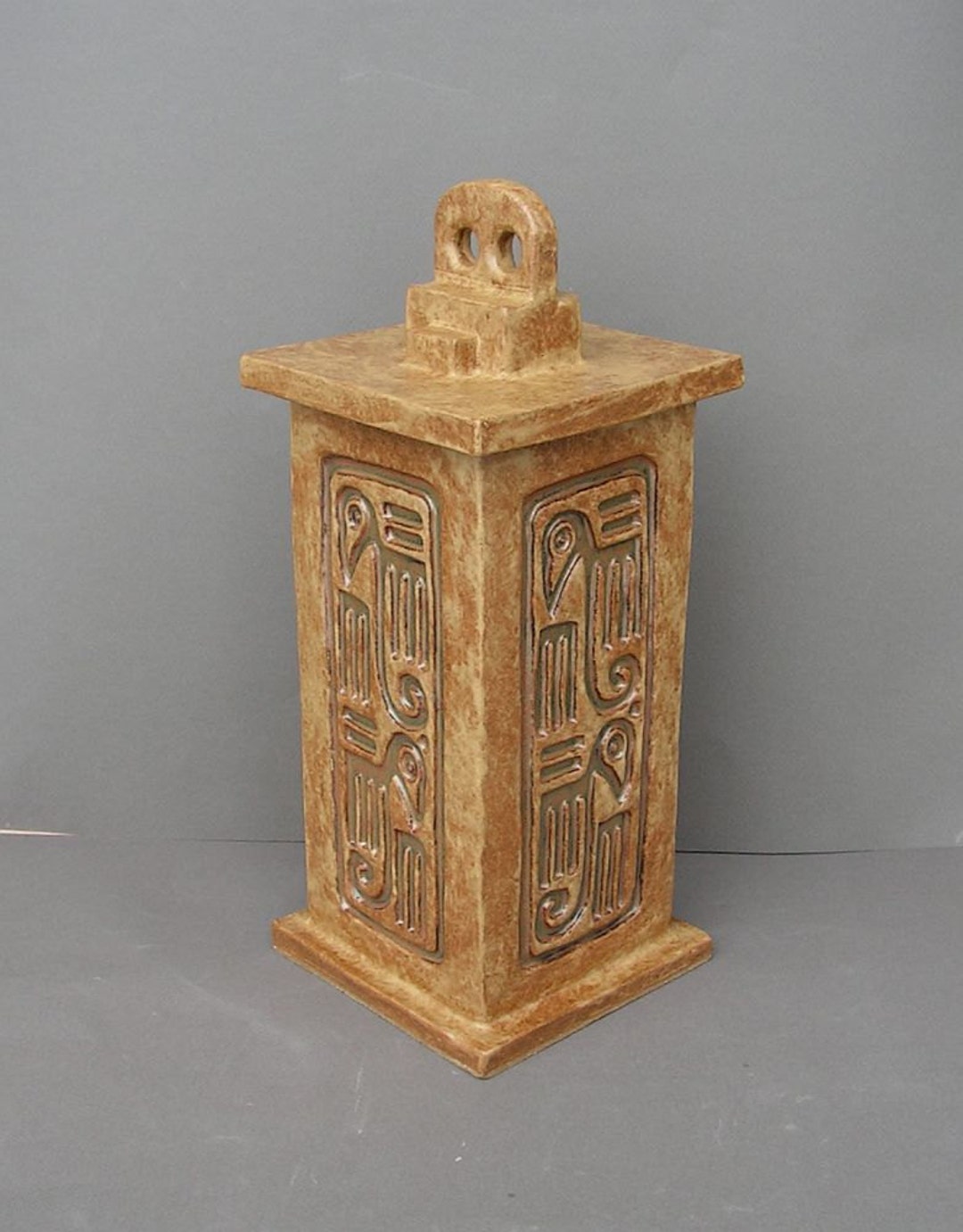 Lidded Stoneware Jar With Ancient Aztec Bird Design - Etsy