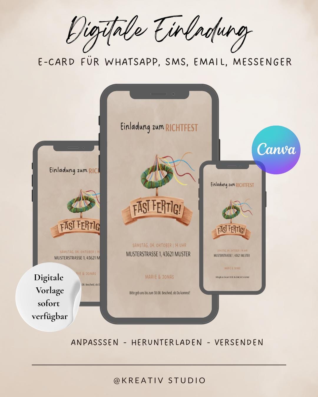 Digital Topping-out Ceremony Invitation – Template for DIY | New ...