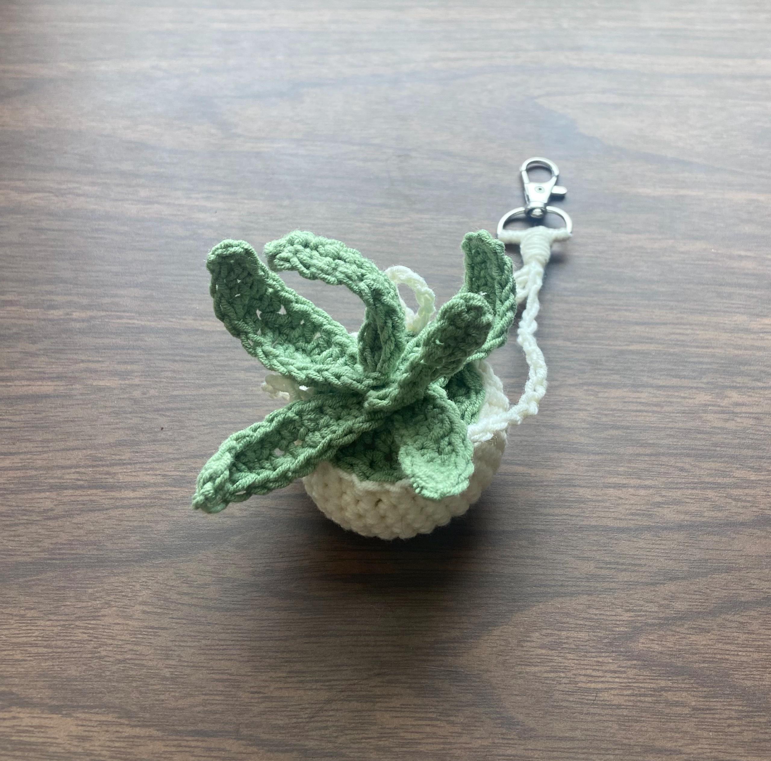 Hanging Plant Keychain, Crochet Plant Accessory, Handmade Gift for ...