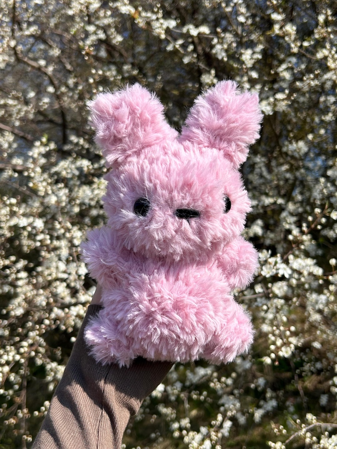 Soft and Fluffy Pink Bunny Plush, Crochet Bunny Plushie, Cute Bunny Toy ...