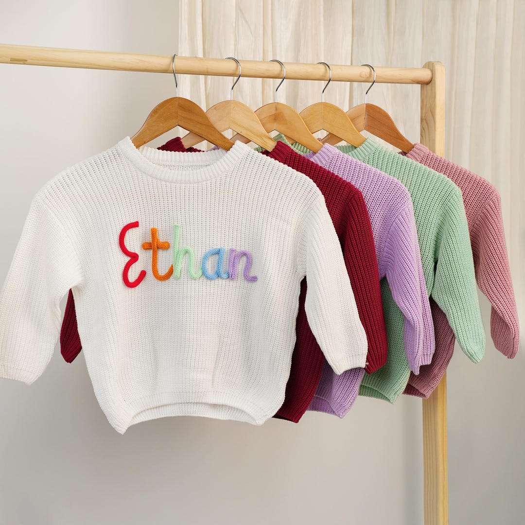 Custom Baby Name Sweater - Personalized Embroidered Knitwear, Unique ...