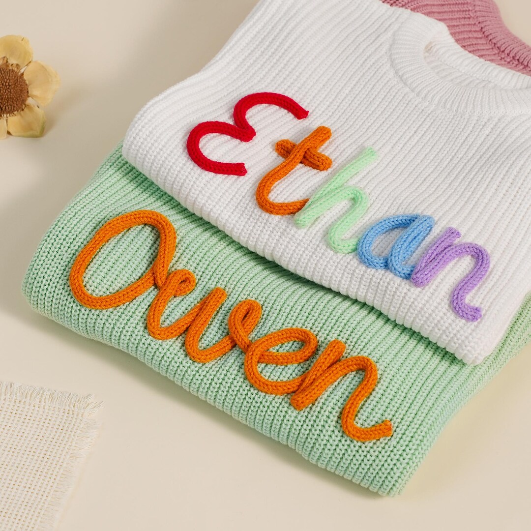 Personalized Baby Embroidered Sweater, Custom Name Newborn Gift, Hand ...