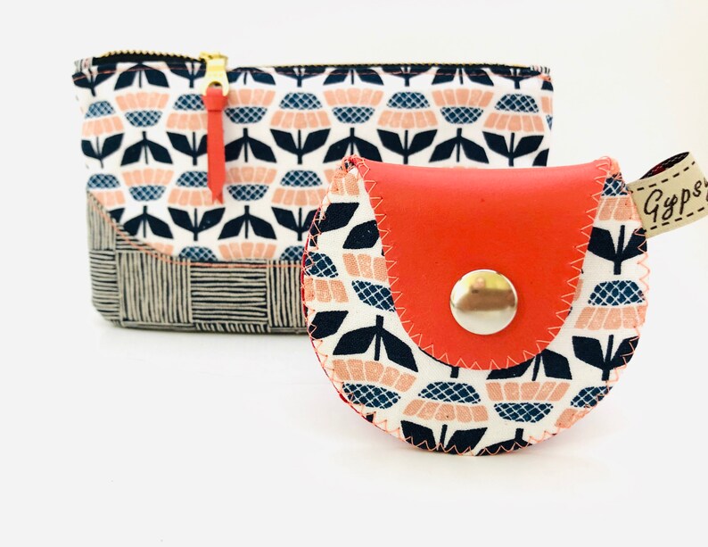 Leather and Designer Fabric Coin Purse / the Mini Gypsy Change - Etsy