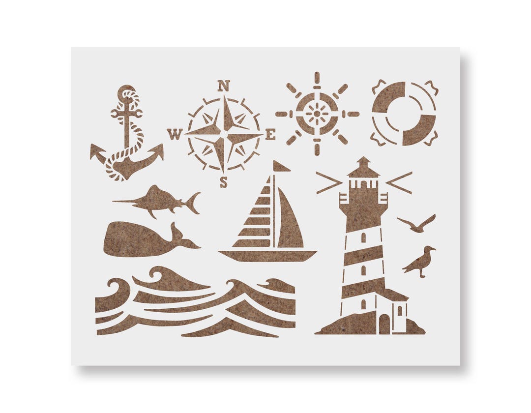 Sailor Stencil Reusable Color, Draw, Paint Custom Anchor Wave Stencil ...