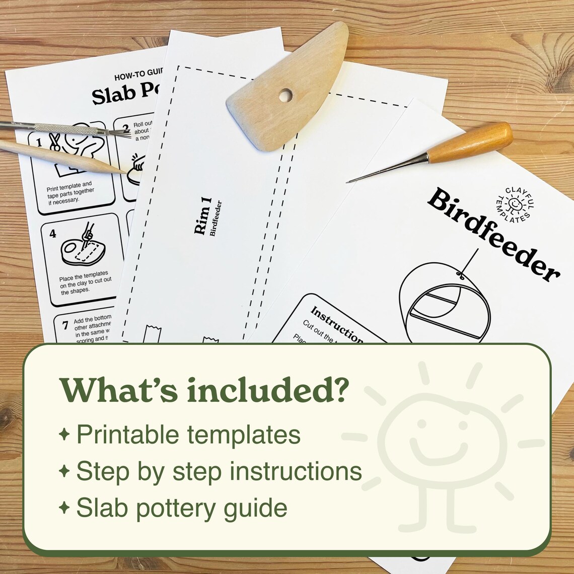 Bird Feeder Pottery Template, Printable Slab Clay Design, DIY Ceramic ...