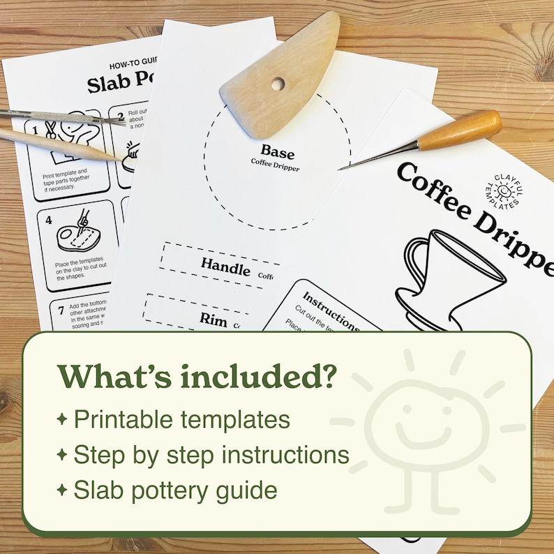 Coffee Dripper Pottery Template, Printable Pour Over Pattern for Clay ...