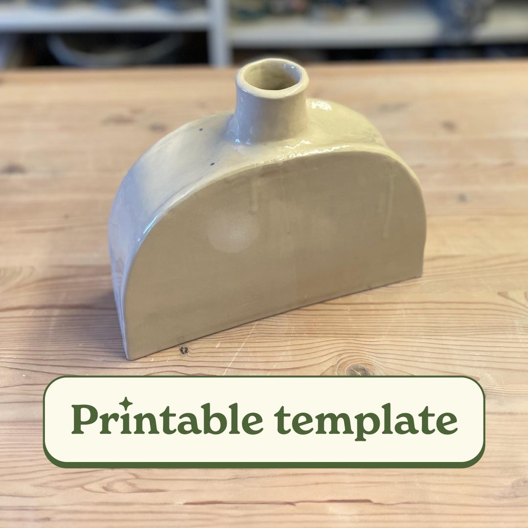 Half Circle Vase Pottery Template, Printable Slab Vase PDF, DIY Ceramic ...