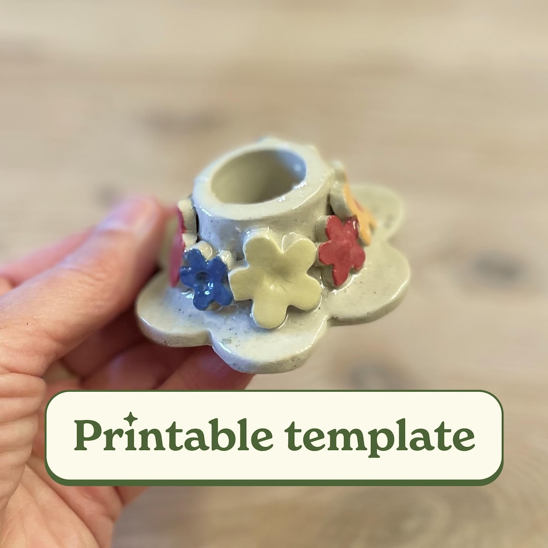 Flower Candle Holder Pottery Template, DIY Ceramic Candle Stick Mold ...