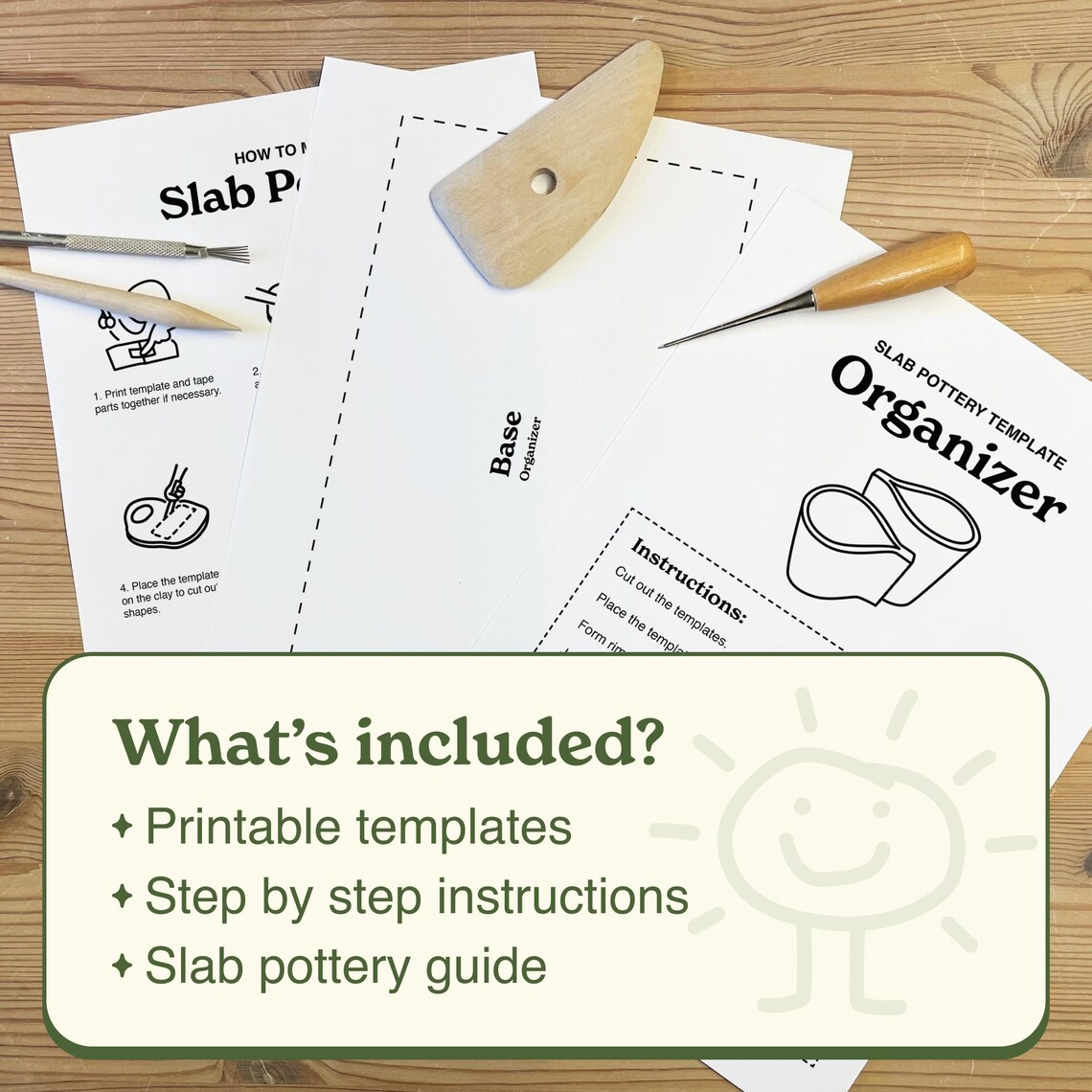 Organizer Slab Pottery Template, DIY Ceramic Organizer, Handbuilt ...