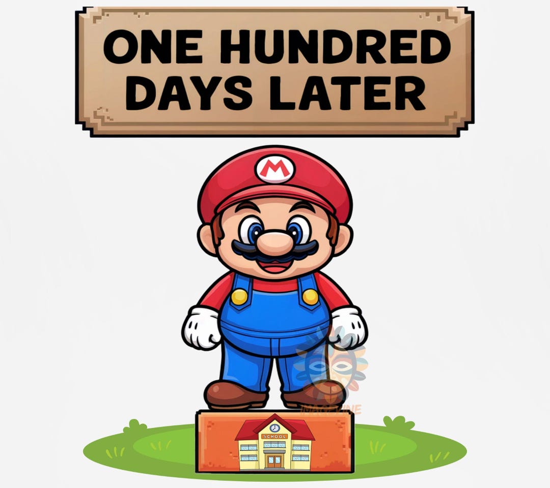 Mario 100 Days of School Png, Super-mario 100 Days Png, One Hundred ...