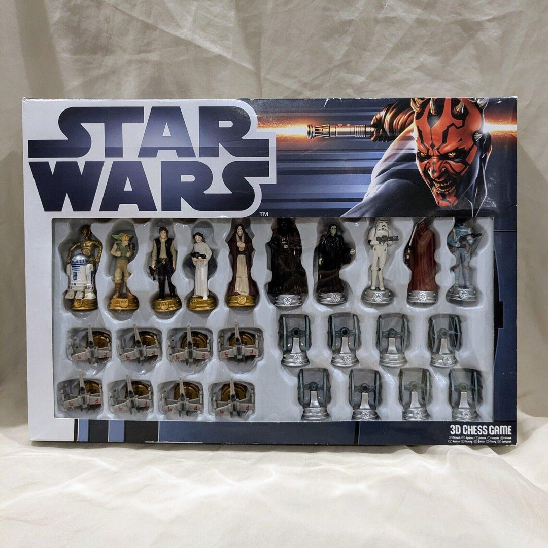 Vintage Star Wars 3D Chess Board & Chess Pieces Darth Maul Hasbro ...