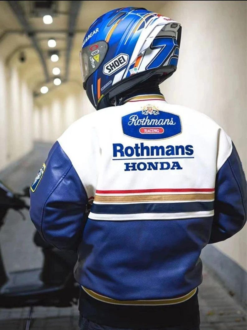 Honda Rothmans Racing Varsity Leather Jacket Vintage Motogp Style ...