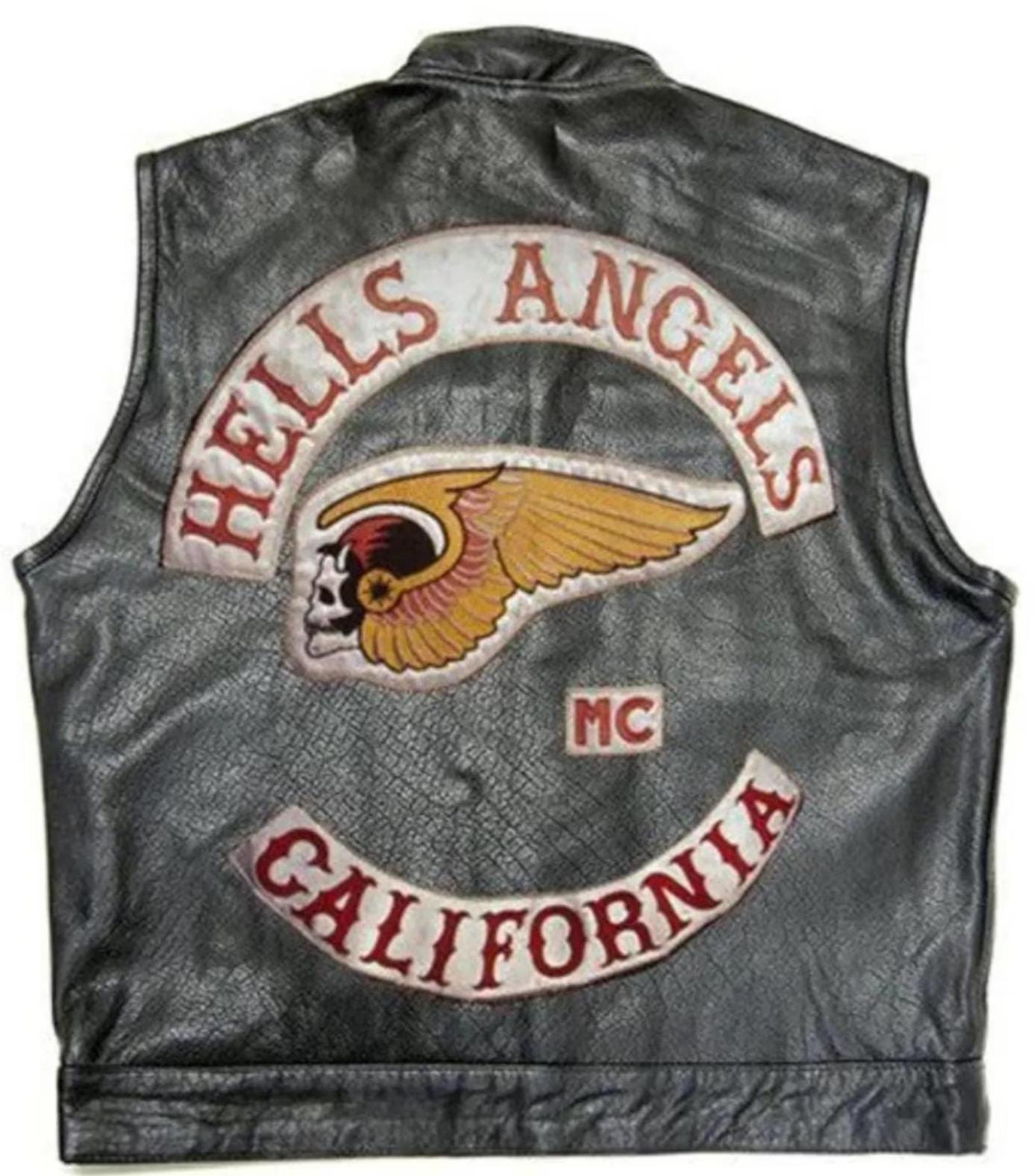 Men's Hells Angels Outlaw Biker Leather Vest, Vintage Style Biker ...