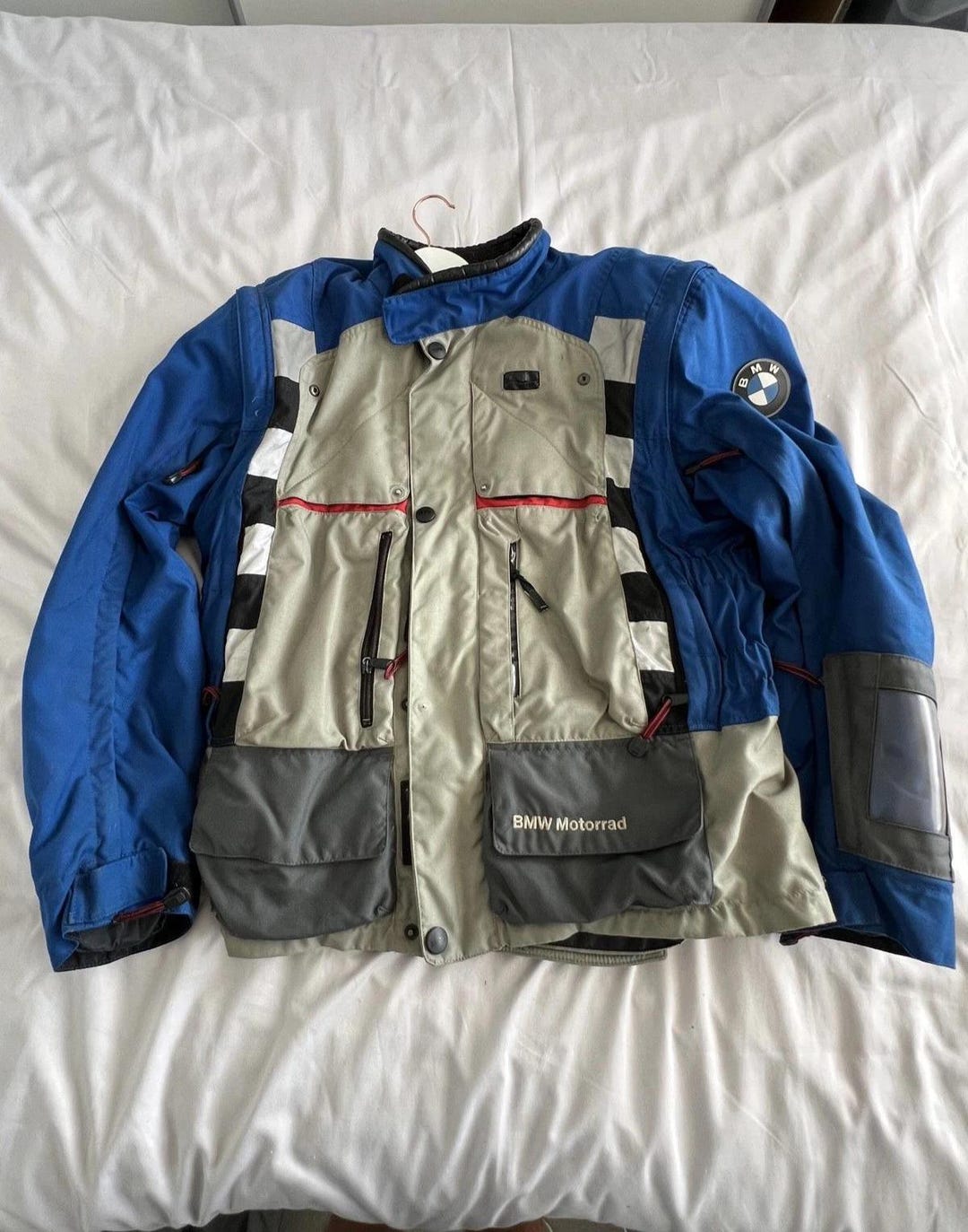 BMW Men's Motorrad Rallye Motorcycle Jacket Grey Blue Racing Adventure ...