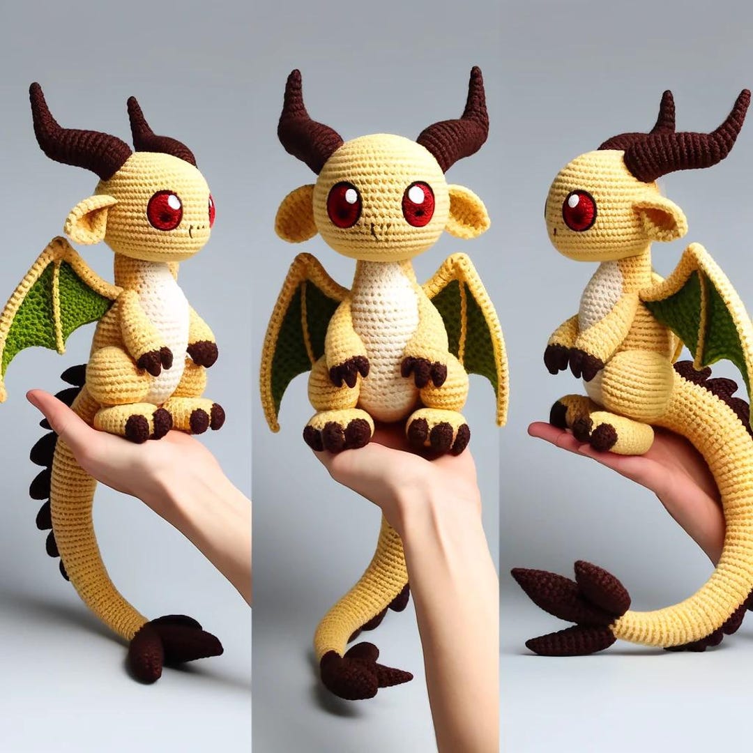 Easy Beginner's Crochet Wyvern Pattern – Amigurumi Dragon PDF Tutorial ...