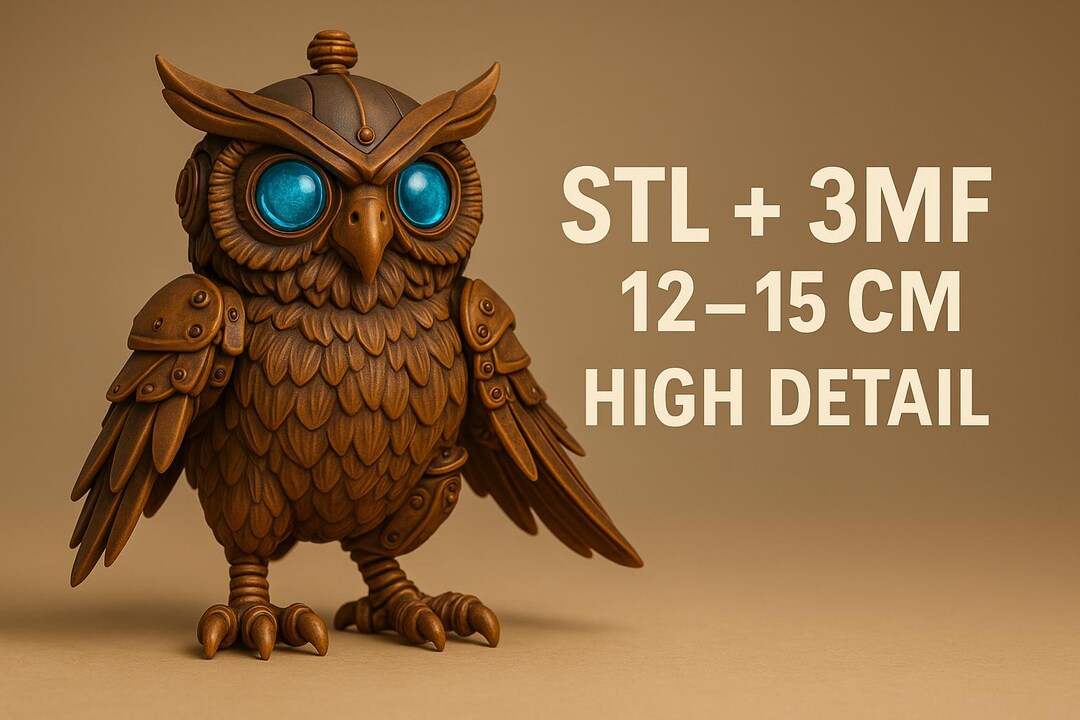 Cyberowl 3D Model – Steampunk Mechanical Owl STL/3MF for Printing – 12 ...