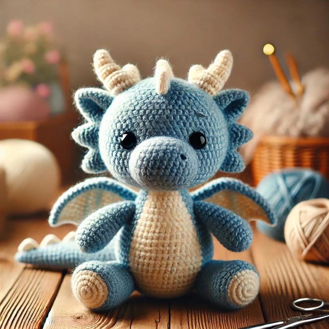Crochet Pattern - Fluffy Scales Plush Dragon | Amigurumi PDF Pattern ...