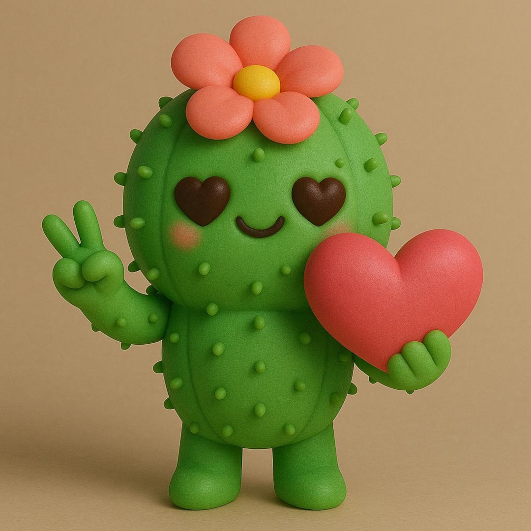 Love Cactus Buddy – Kawaii Cactus With Flower and Heart | STL 3D ...