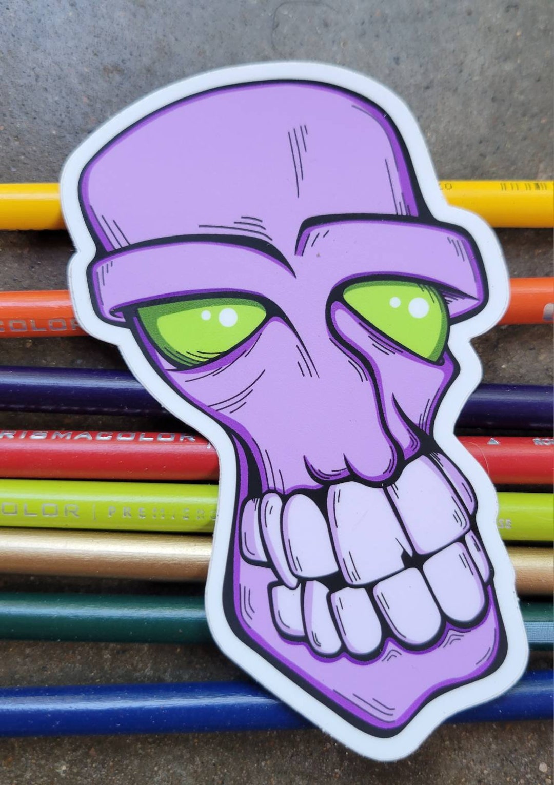 Lavender Smiley Skull Sticker - Etsy