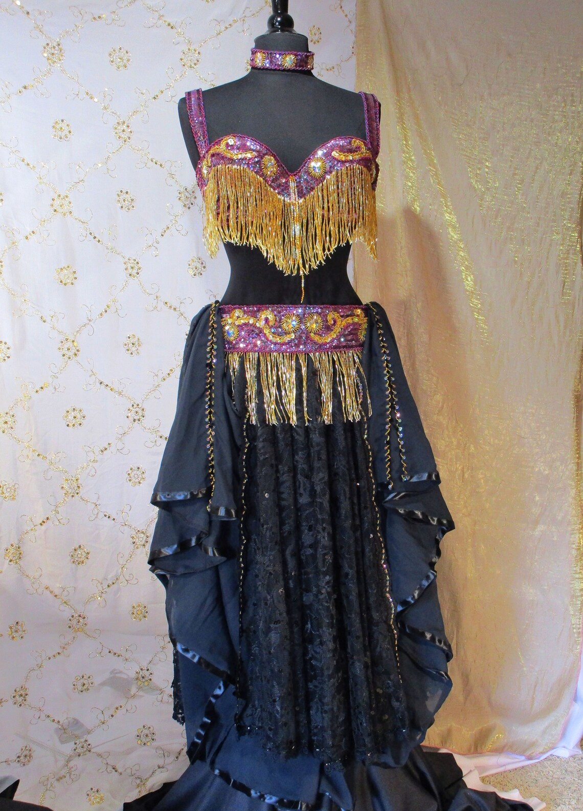 Beaded Belly Dance Costume Sequin Bedlah Lace Belly Dance | Etsy