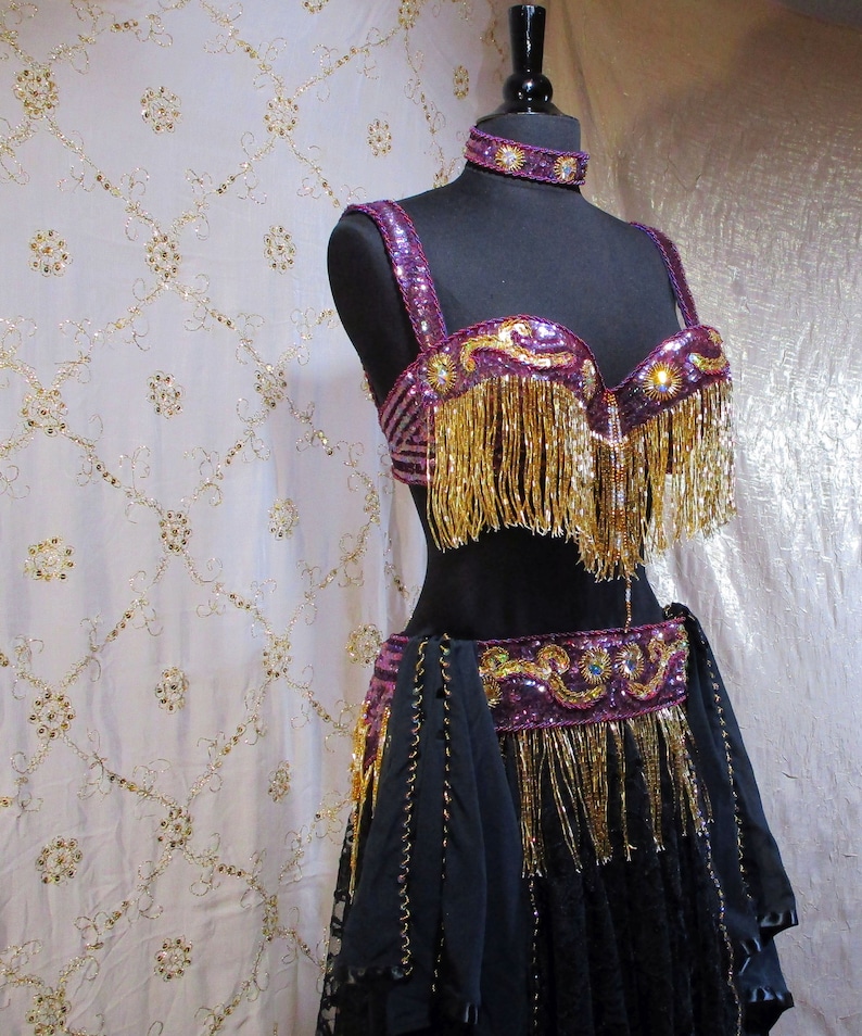 Beaded Belly Dance Costume Sequin Bedlah Lace Belly Dance | Etsy