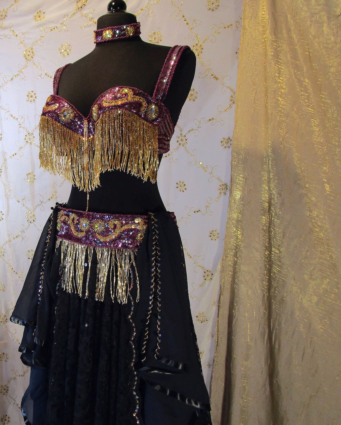 Beaded Belly Dance Costume Sequin Bedlah Lace Belly Dance | Etsy