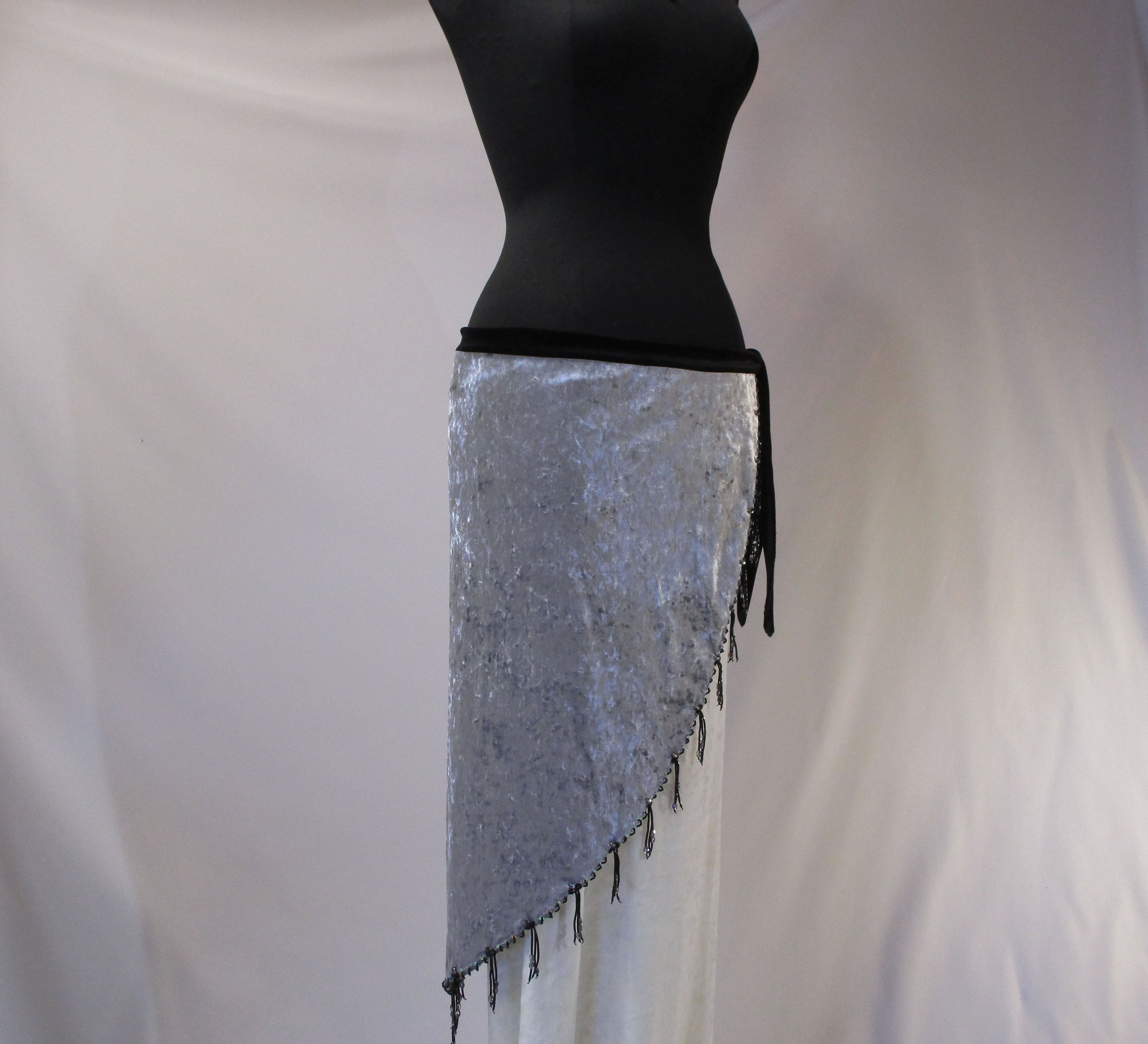 Belly Dance Hip Scarf Silver Belly Dance Costume Velvet Hip - Etsy