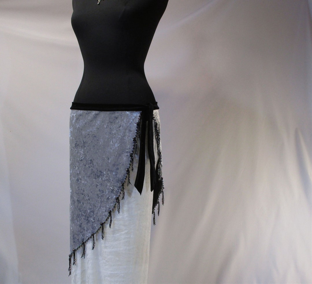Belly Dance Hip Scarf, Silver Belly Dance Costume, Velvet Hip Scarf ...