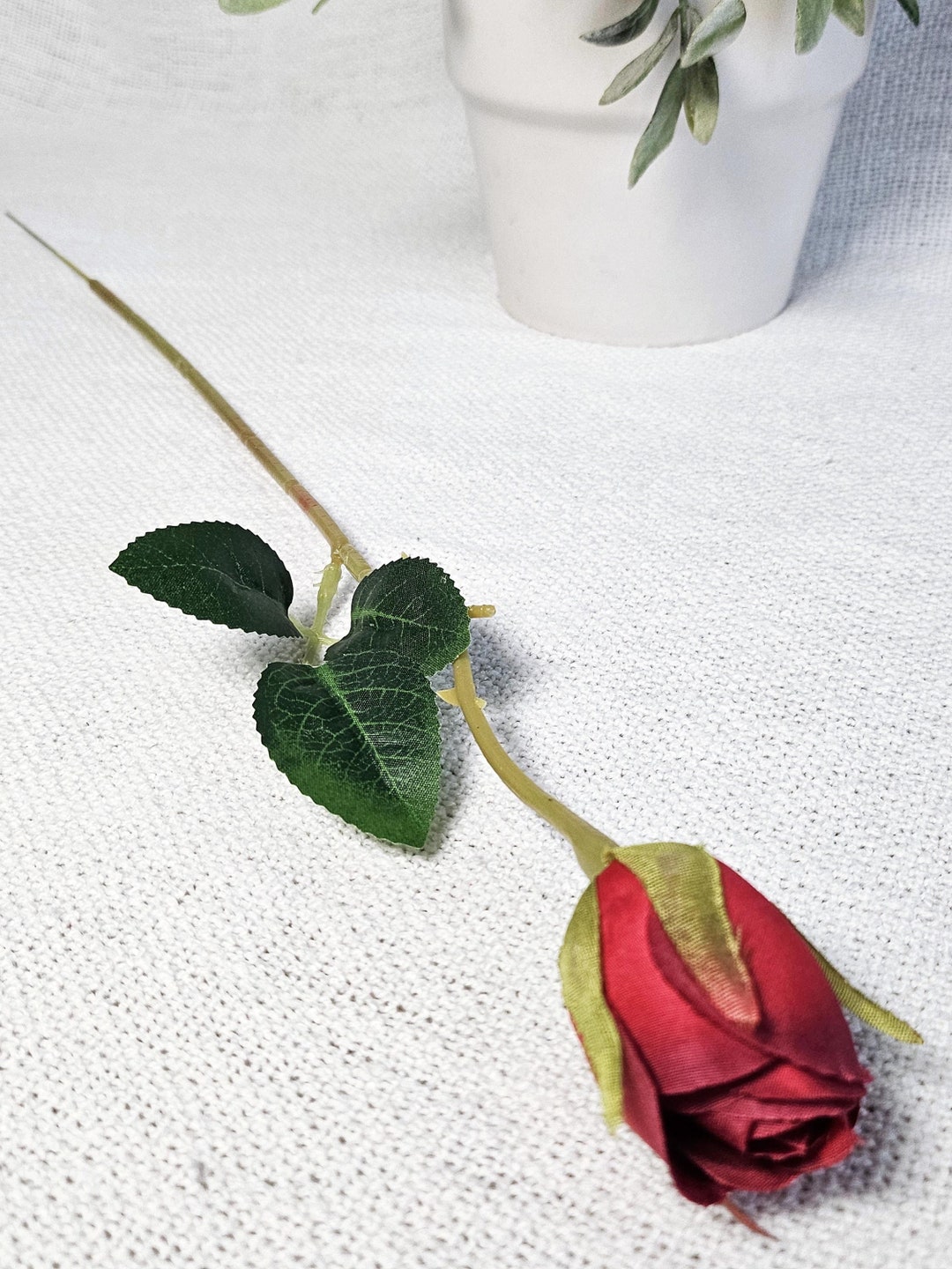 Real Touch Single Stem Rose Bud | Red | Artificial Fake Faux | Silk ...