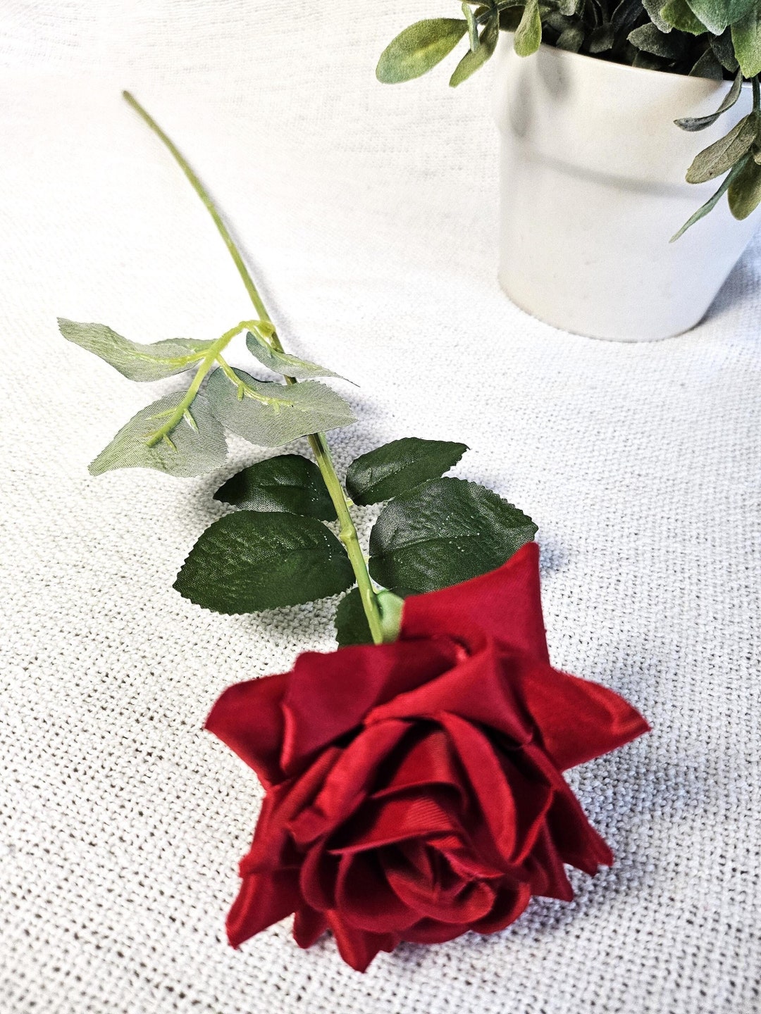Real Touch Single Diamond Rose | Red | Artificial Fake Faux | Silk ...