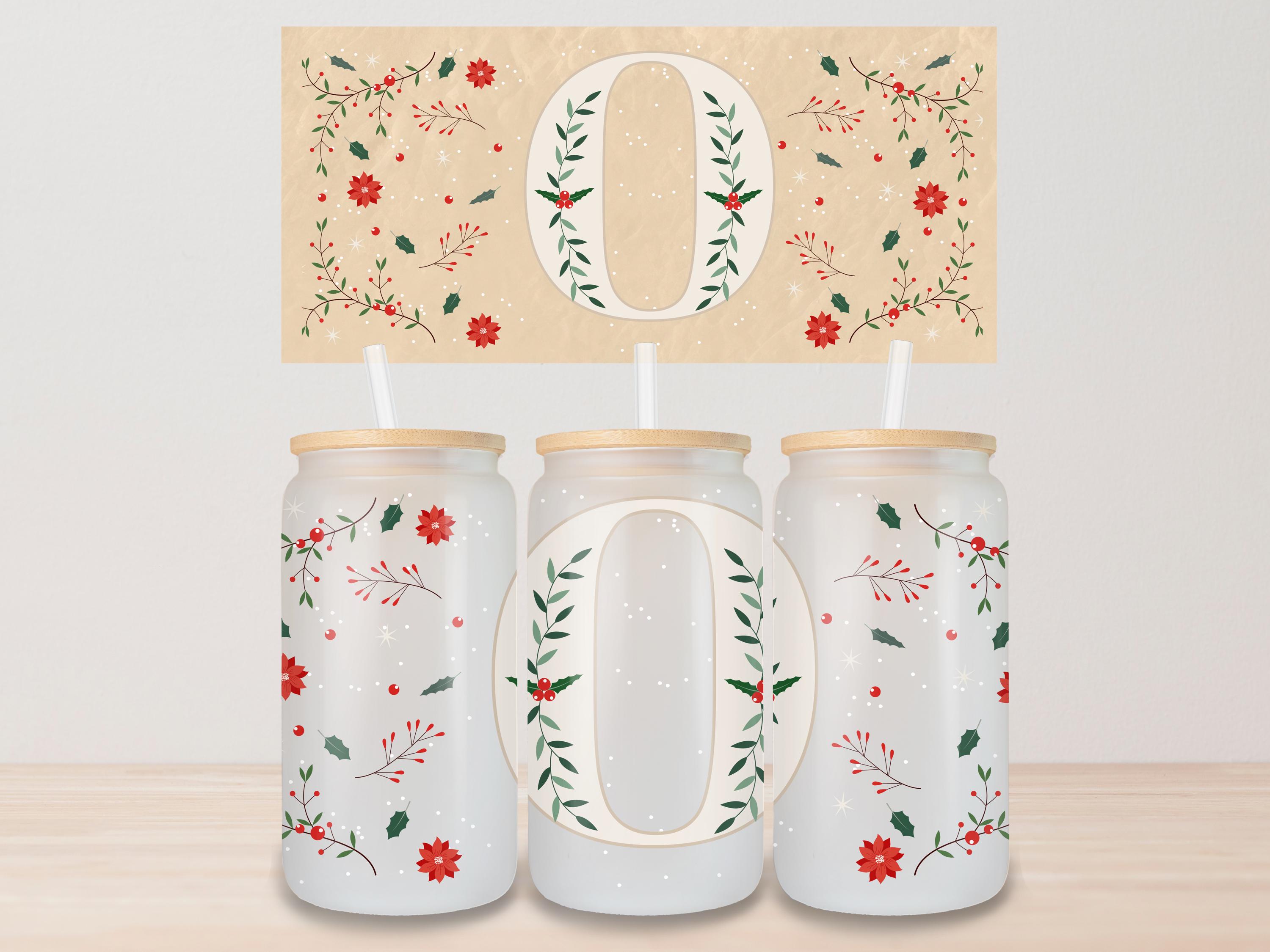 Elegant Floral Alphabet Wrap Bundle, 16oz Libbey Glass Can Template ...