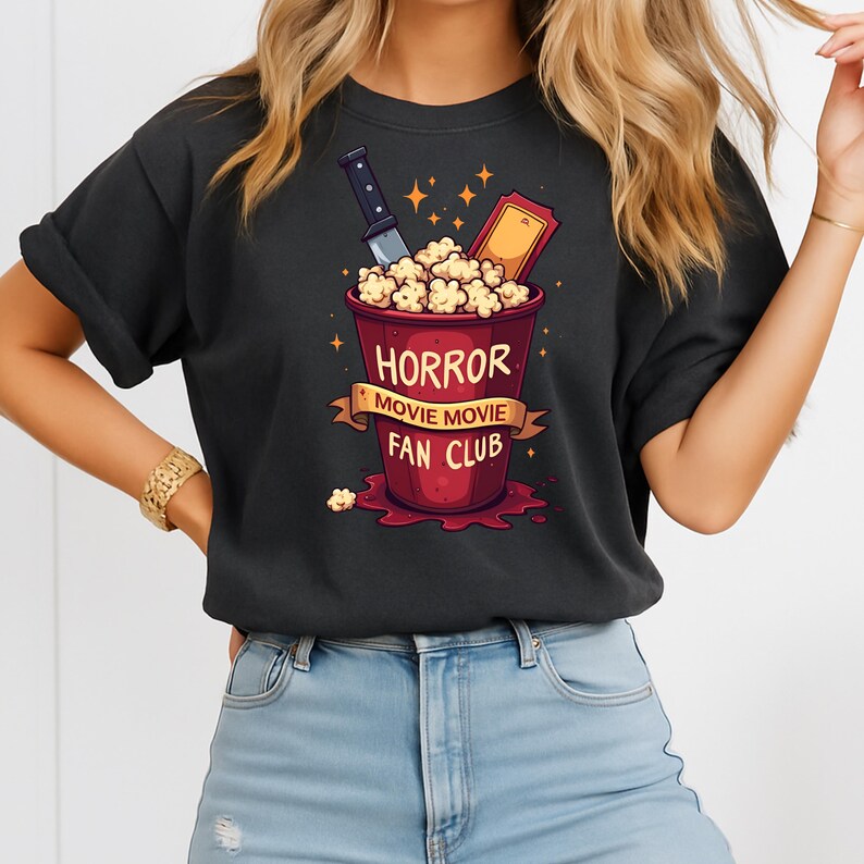 Movie Night PNG, Horror Fan Club Clipart, Scary Popcorn Cup Design ...