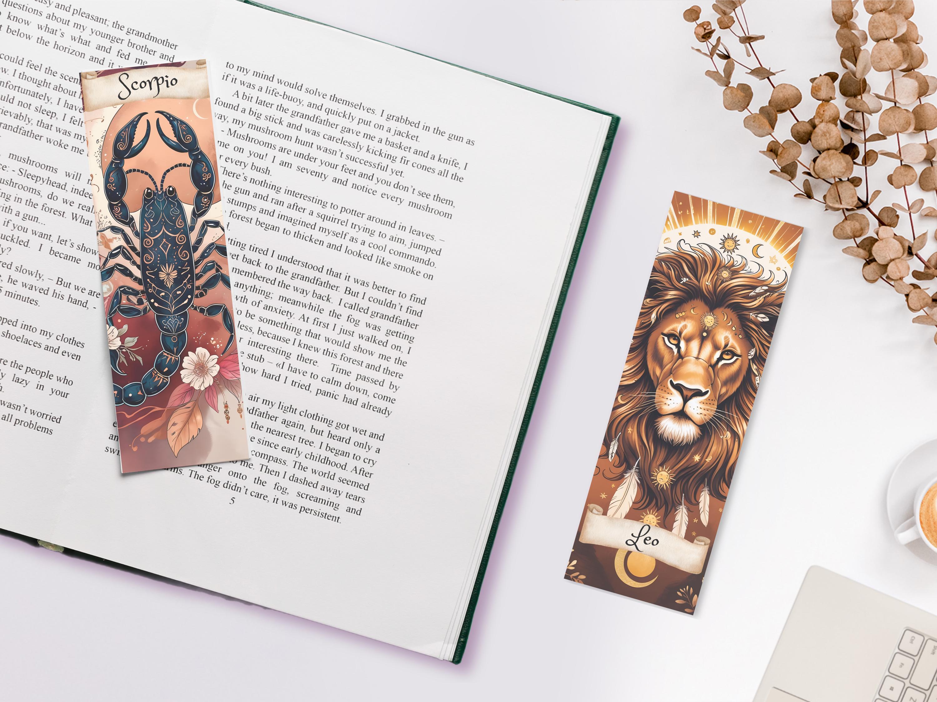 Zodiac Boho 12 Printable Bookmarks, Astrology Bundle Bookmarks PNG ...