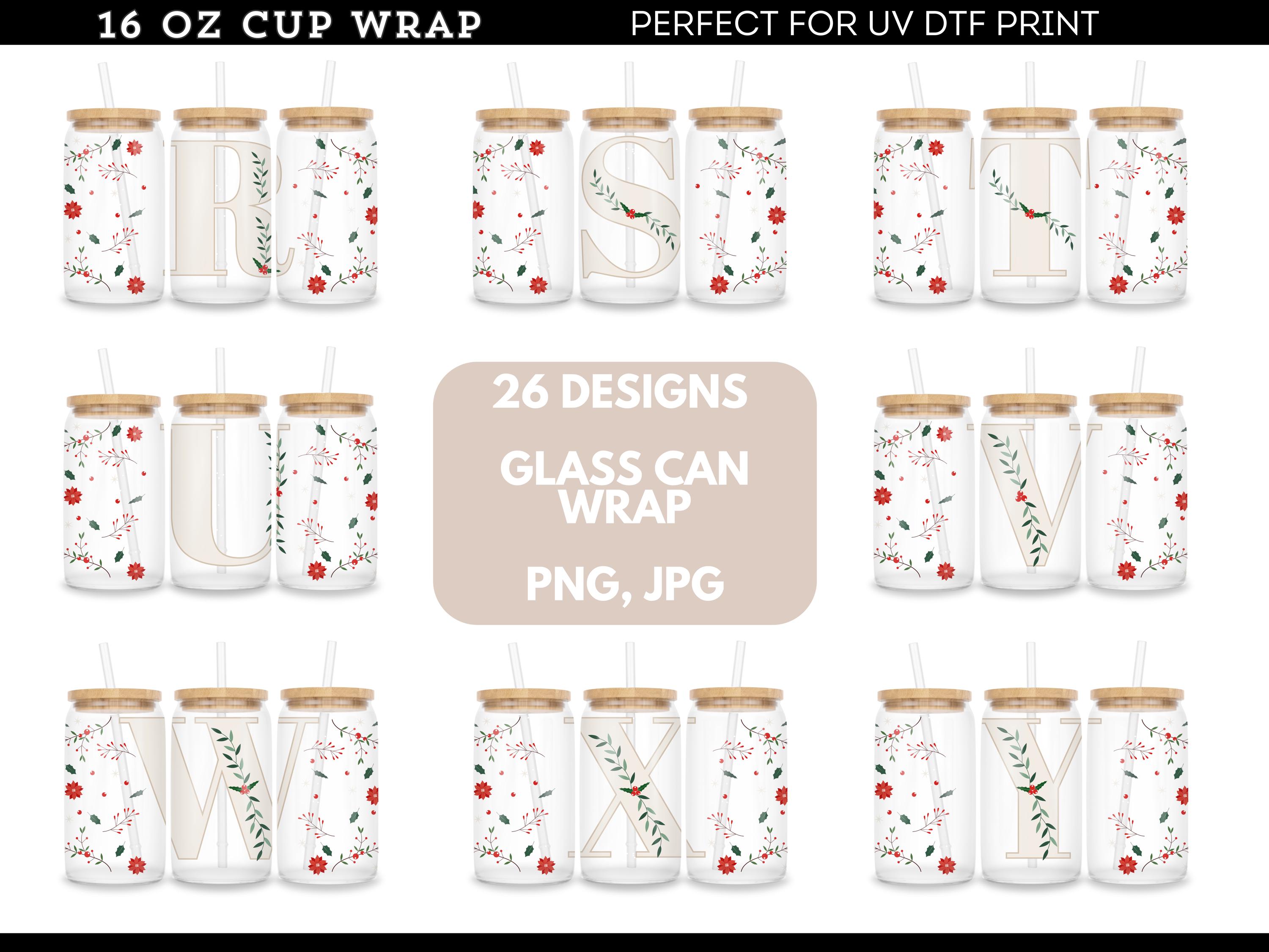 Elegant Floral Alphabet Wrap Bundle, 16oz Libbey Glass Can Template ...
