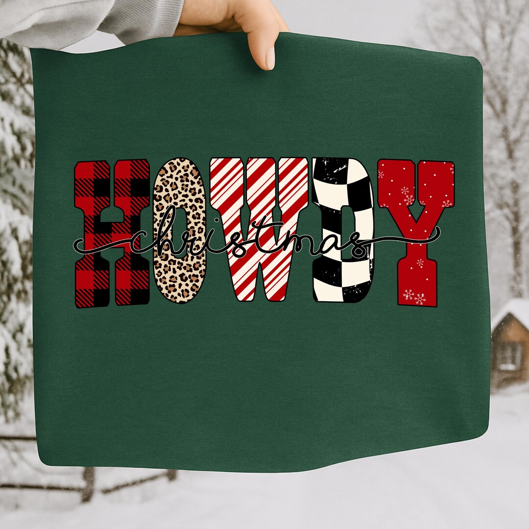 Howdy Christmas PNG, Western Christmas Sublimation, Buffalo Plaid ...