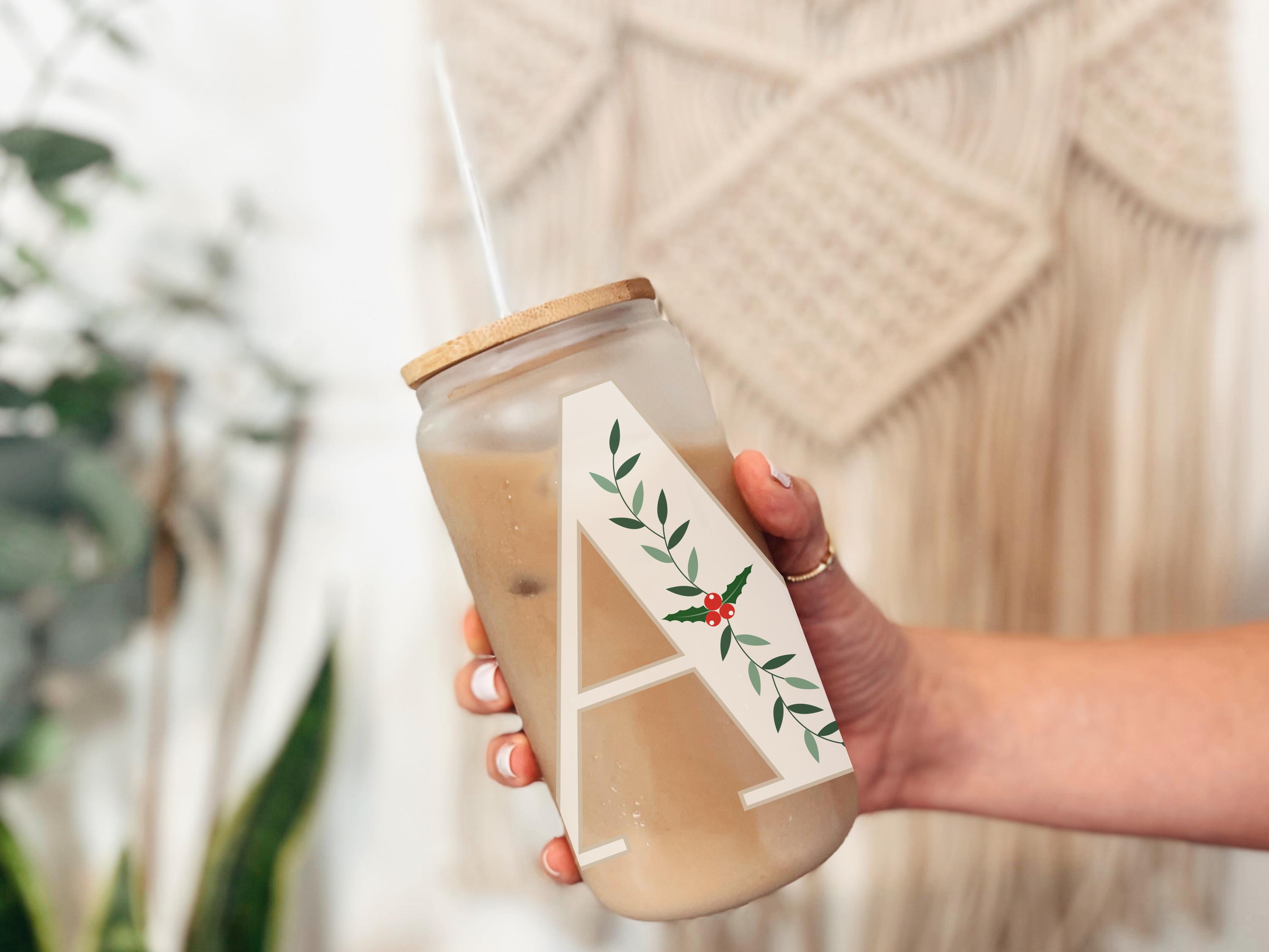 Elegant Floral Alphabet Wrap Bundle, 16oz Libbey Glass Can Template ...