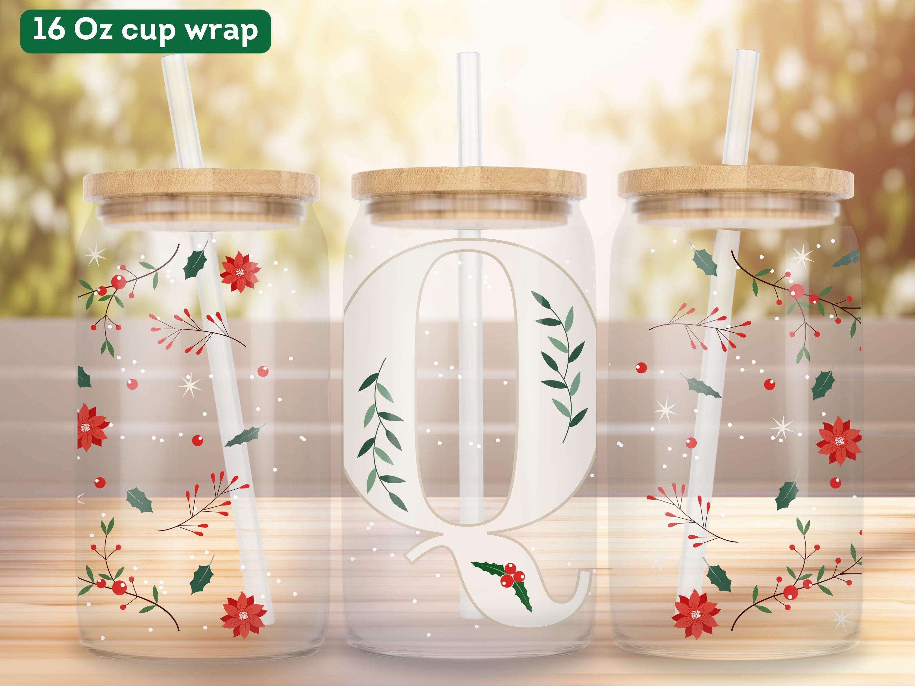 Elegant Floral Alphabet Wrap Bundle, 16oz Libbey Glass Can Template ...