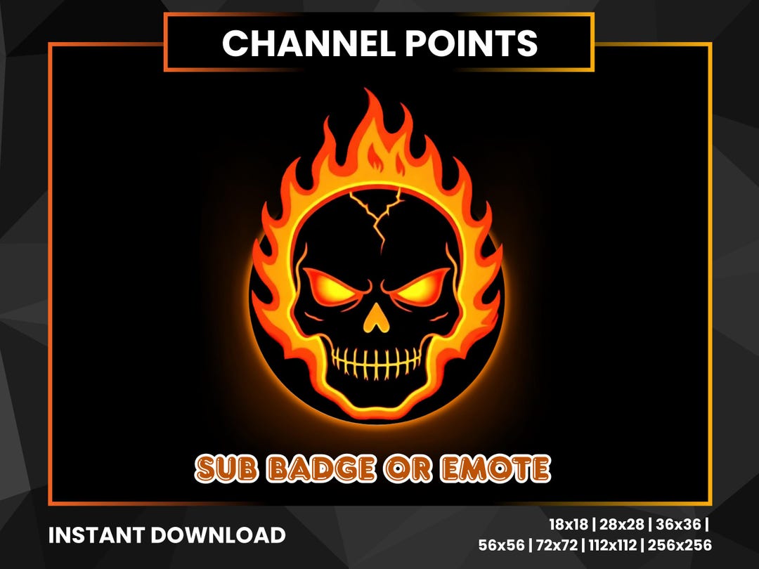 Flaming Skull Streamer Icon: Twitch/kick Sub Badge, Discord Emote ...