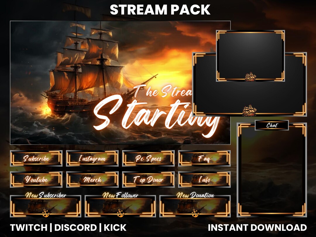 Animated Twitch Stream Pack | Sailing Ship Stream Pack | Twitch Screen ...
