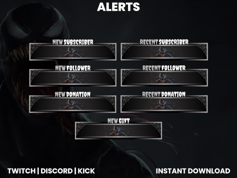 Horror Vertical Stream Overlay Pack | Monster Venom OBS Stream Graphics ...