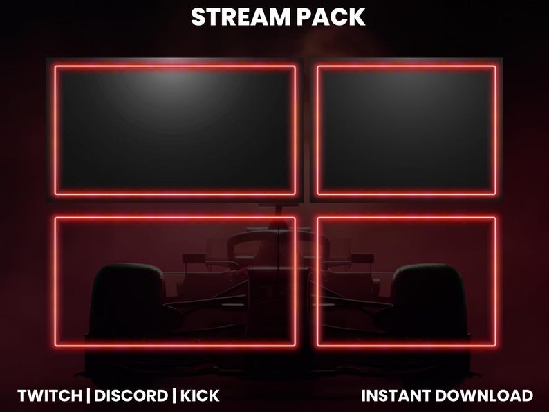 Formula 1 Racing Twitch Overlay Pack: Neon Red Stream Graphics - Etsy