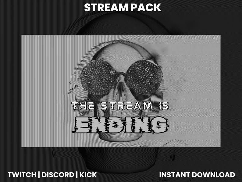 Glitching Skull Animated Twitch Stream Pack | Twitch Screen Overlay ...